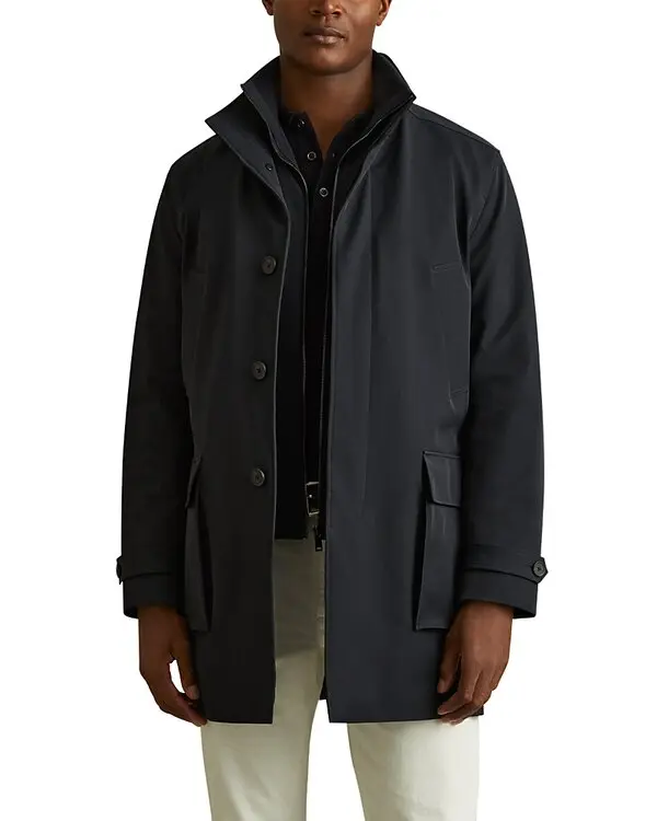 REISS Player Hybrid Overcoat - Navy