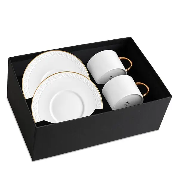 L'Objet Neptune Trim Tea Cup & Saucer, Set Of 2 - Gold