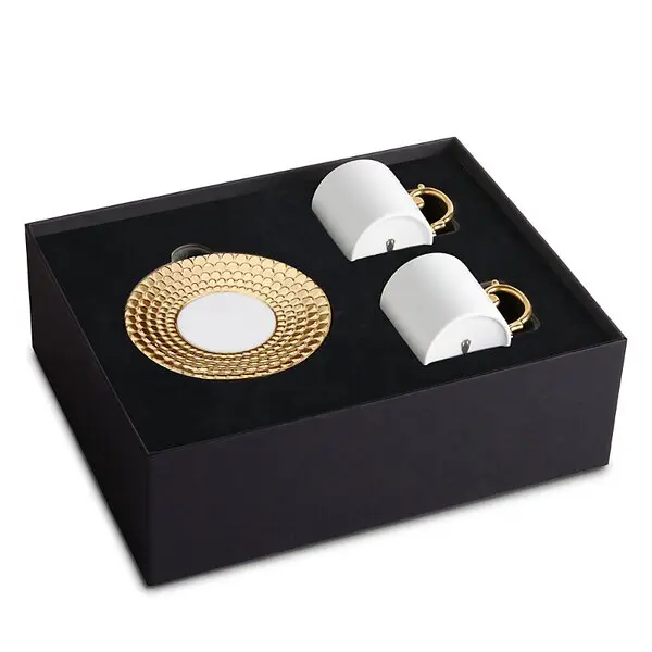 L'Objet Aegean Trim Espresso Cup & Saucer, Set Of 2 - Gold