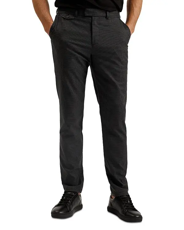 Ted Baker London Slim Fit Houndstooth Trousers - Grey