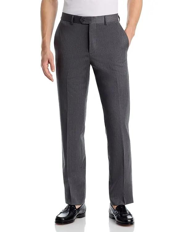 Bloomingdale'S Performance Wool Regular Fit Dress Pants - Grey