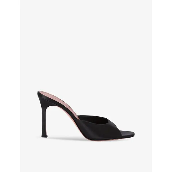 Amina Muaddi Alexa 95 Mesh Heeled Slipper - Black