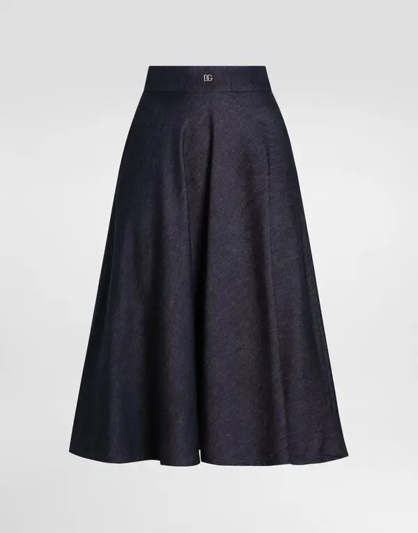 Dolce & Gabbana Denim Circle Skirt With Dg Logo