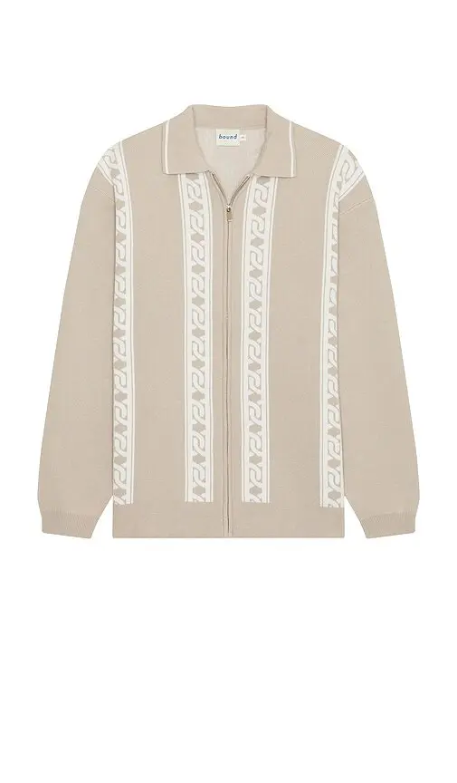 BOUND Chain Full Zip Knit Polo - Ash