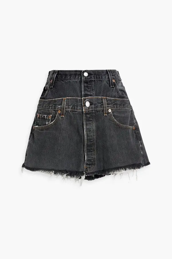 EB DENIM Distressed Mini Skirt