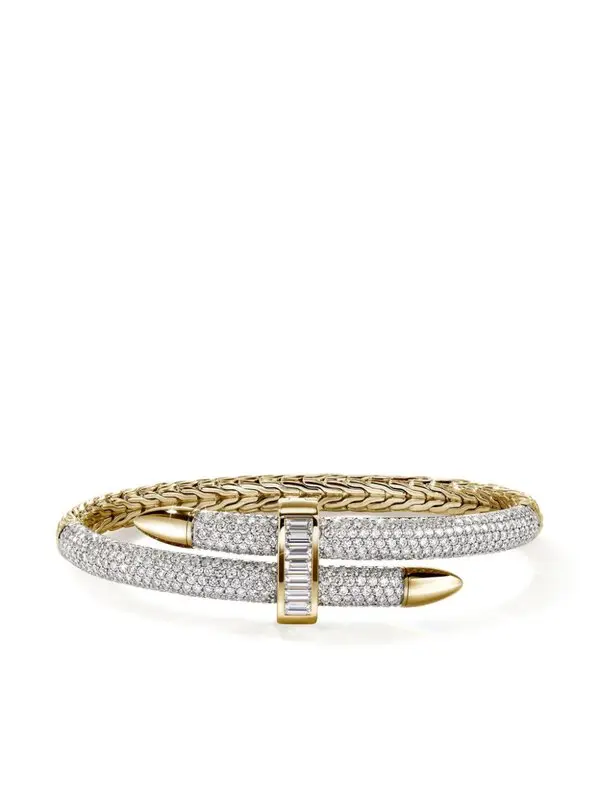 John Hardy 18kt Yellow Spear Flex Diamond Cuff Bracelet