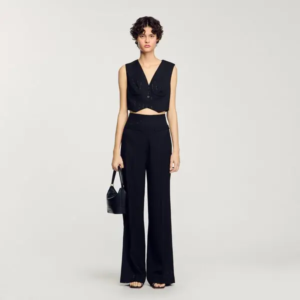 Sandro Sequinned Suit Trousers - Black