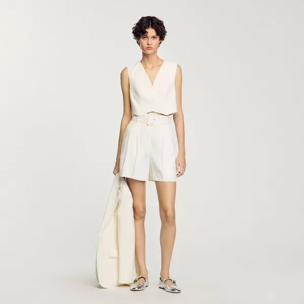 Sandro Sequin High-waisted Shorts - Ecru