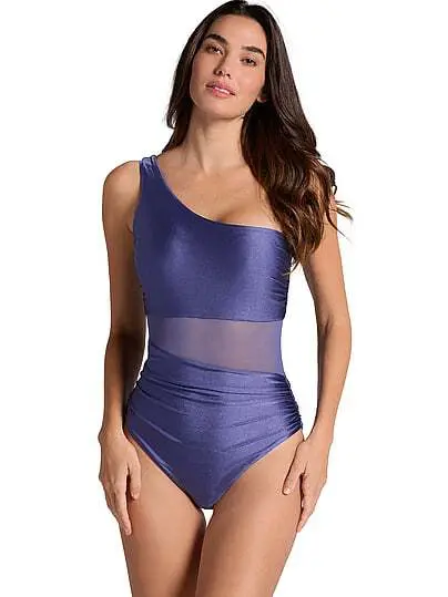 Victoria's Secret Leonisa Shapewear Asymmetrical Slimming One-piece Swimsuit - Blue