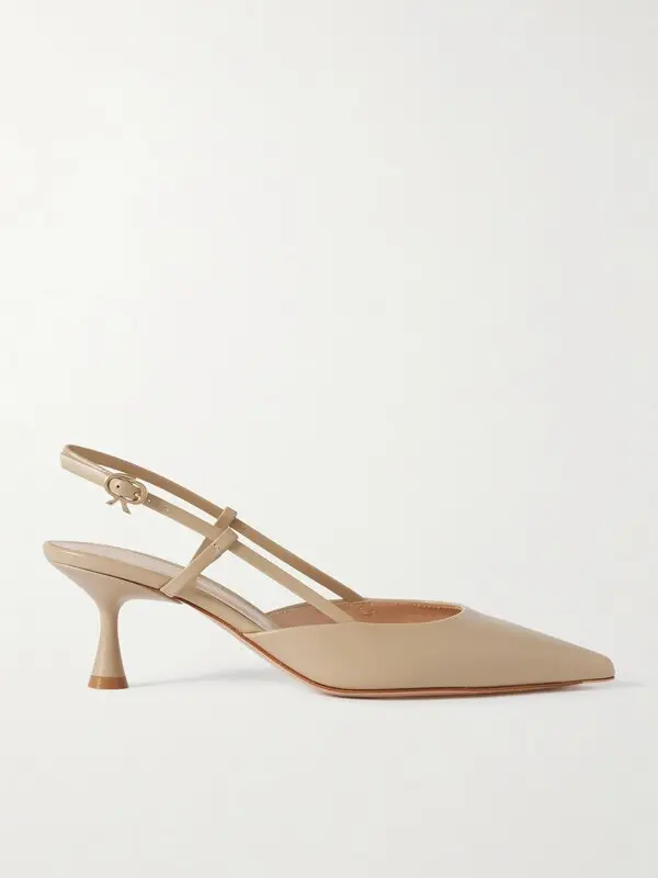 GIANVITO ROSSI Ascent 55 Leather Slingback Pumps - Neutrals