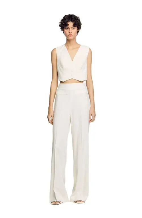 Sandro Sequin Striped Cropped Jacket - Ecru