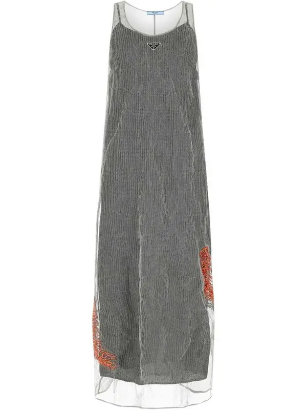 Prada Layered Mesh Long Dress