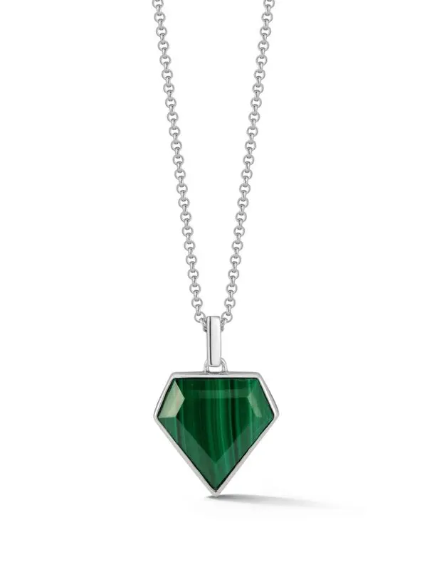 Mateo Sterling Pentagon Malachite Necklace - Silver