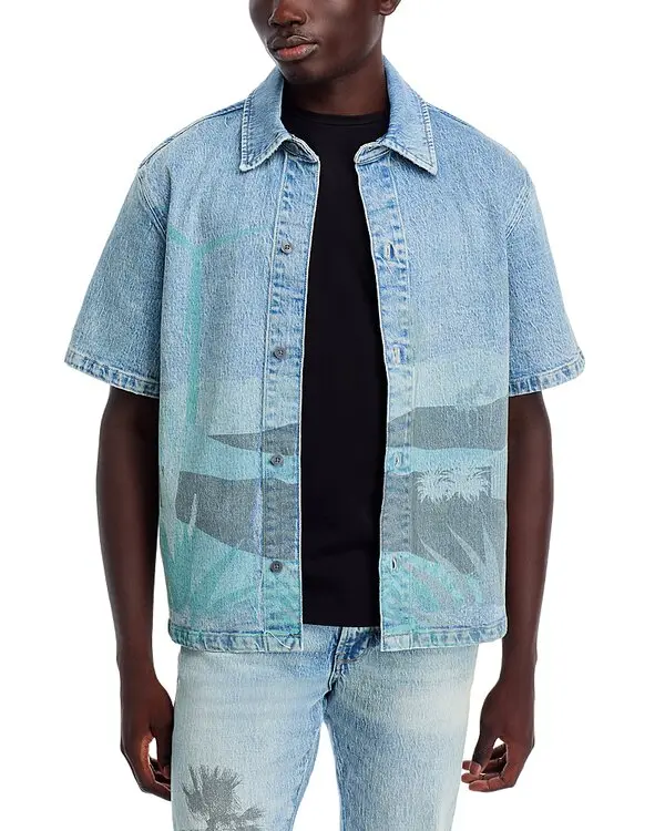 Hudson Jeans Short Sleeve Button Front Denim Shirt