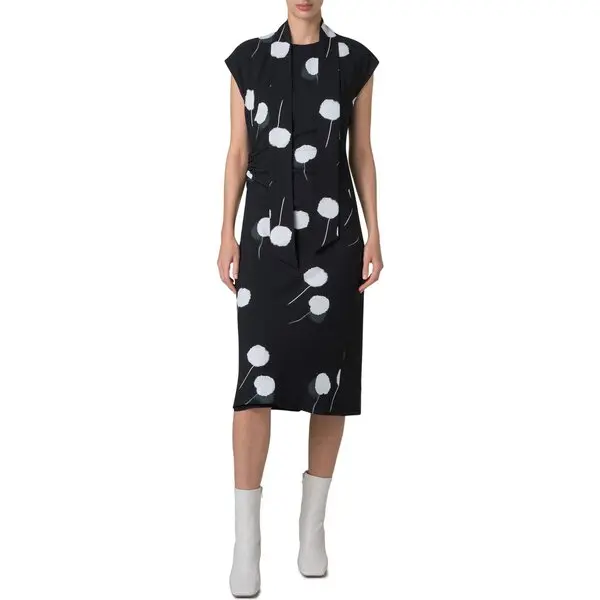 Akris Windflower Print Crepe Dress & Scarf Set