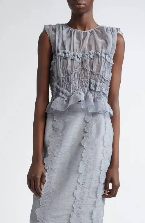 Cecilie Bahnsen Uphi Smocked Organza Top