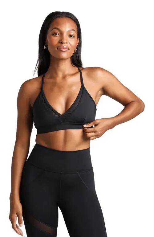 LOSANO V Neck Mesh Panel Bra - Black