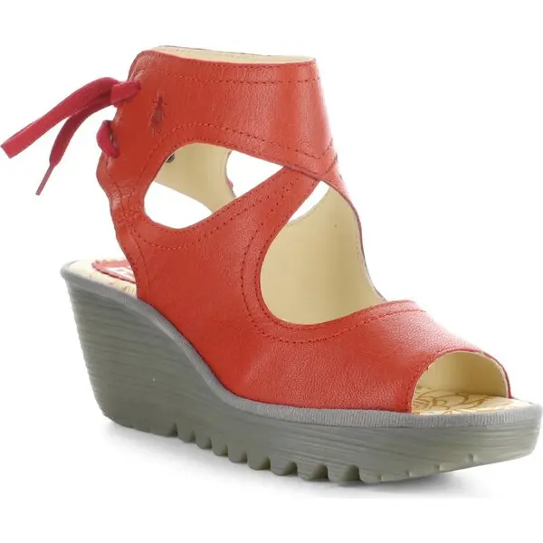 Fly London Yulp Platform Wedge Sandal - Devil Red