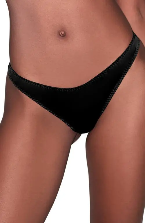 Fleur Du Mal Luxe Silk Blend Thong - Black