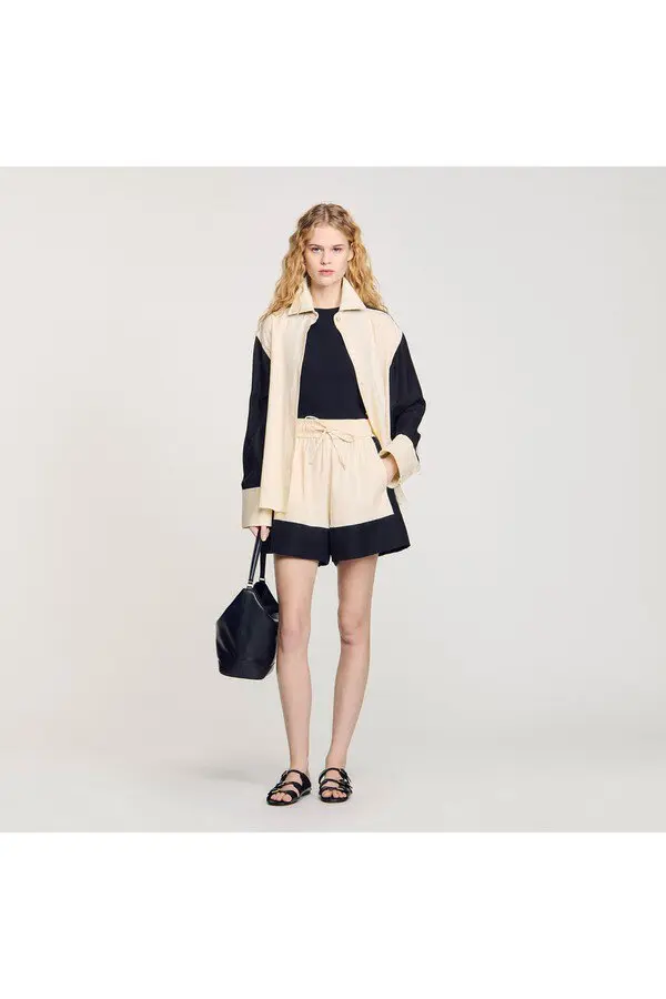 Sandro Two-tone Shorts - Neutral / White