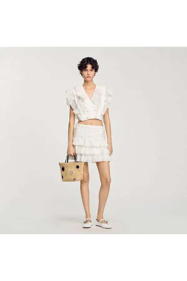 Sandro Ruffled Crop Top
