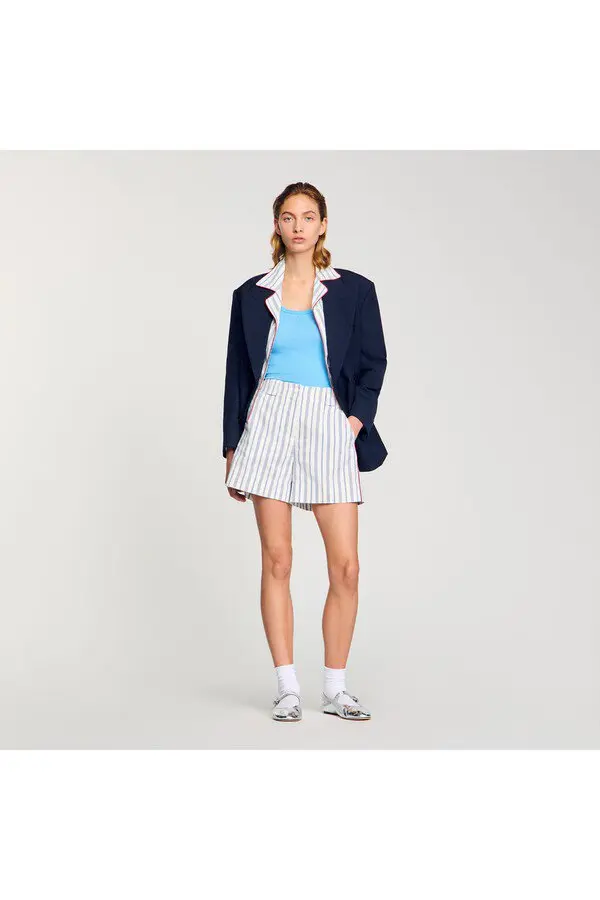 Sandro Striped High-waisted Shorts - Stripe
