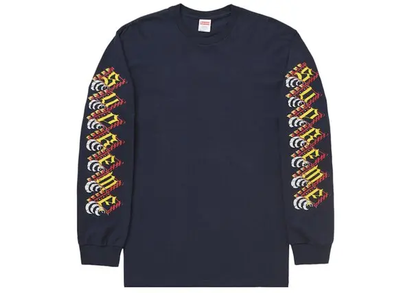 Supreme Strawberries Long Sleeve Tee Shirt - Navy Blue