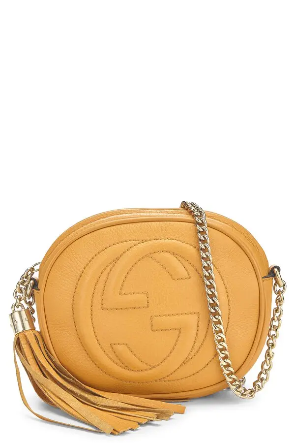 Gucci Leather Soho Round Mini Crossbody With Chain