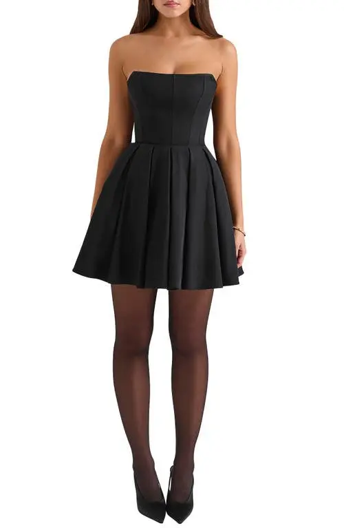 House Of Cb Emmanuela Strapless Fit & Flare Dress - Black