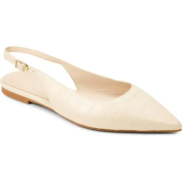 Yosi Samra Vera Pointed-toe Slingback Flat - Bone Croc