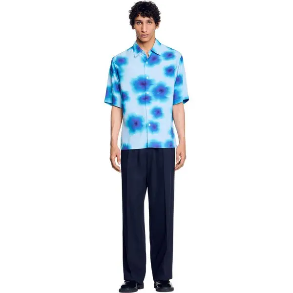 Sandro Floral Motif Shirt - Blue Sky