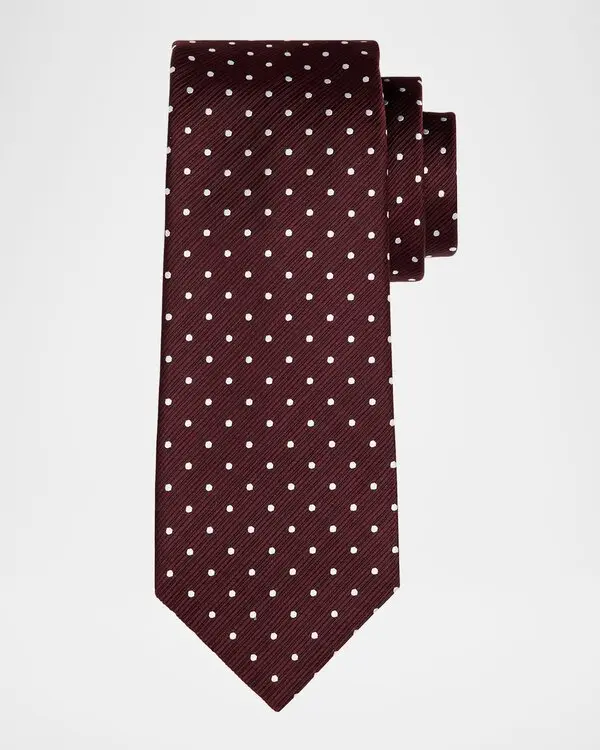 TOM FORD Micro-dot Silk Tie - Burgundy