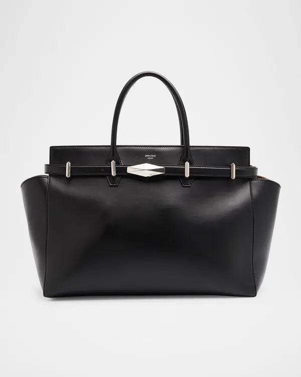 JIMMY CHOO Diamond Belted Top-handle Bag - Blackant Silv