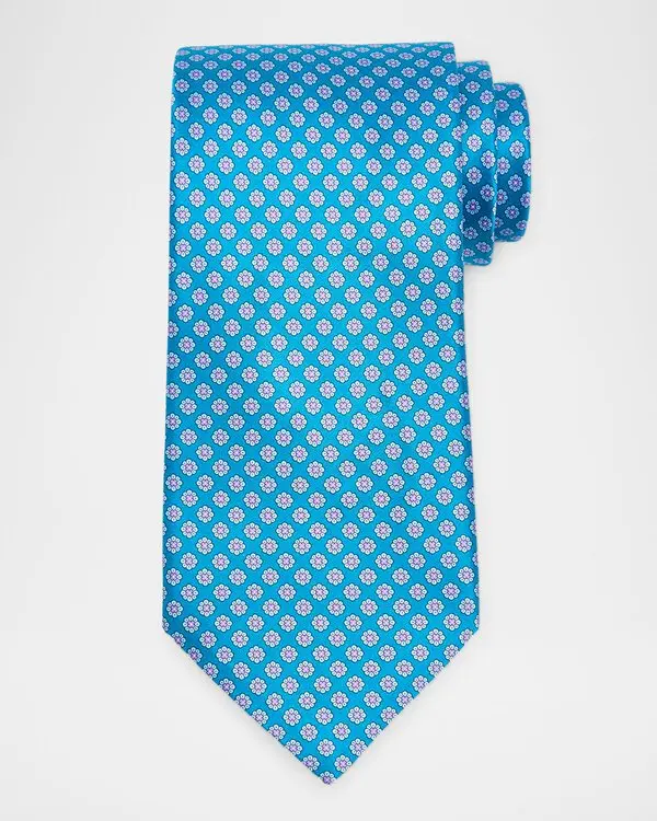 Stefano Ricci Micro-floral Printed Tie - Turquoise