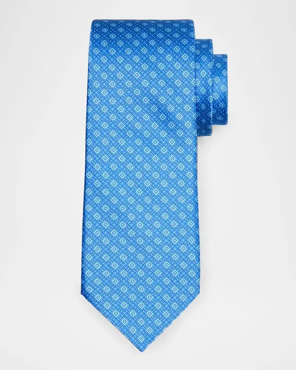 Stefano Ricci Geometric Silk Tie - Light Blue