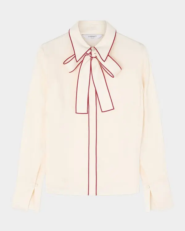 LK BENNETT Elisa Tie-neck Crepe Blouse