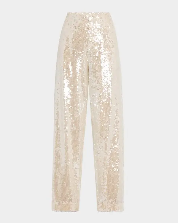 Philosophy Di Lorenzo Serafini Sequined Wide-leg Trousers - Ivory