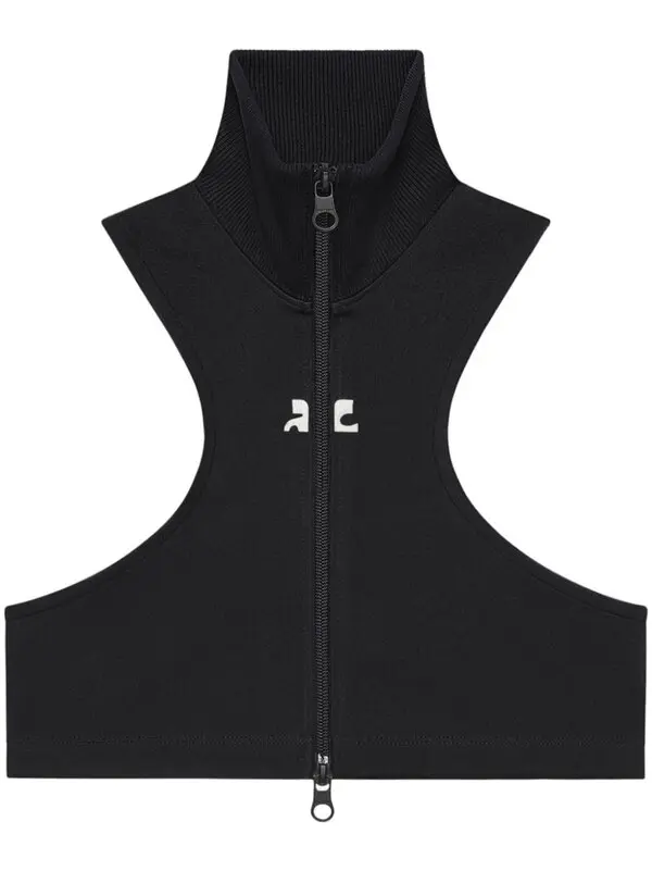 COURREGES Scuba Cropped Jacket - Black
