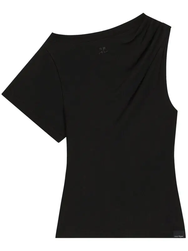 COURREGES Asymmetric Draped T-shirt - Black