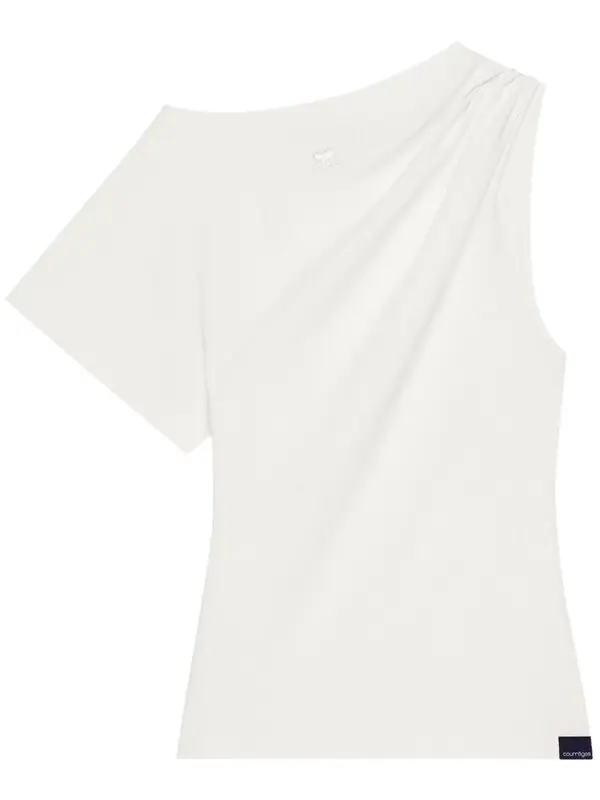 COURREGES Asymmetric Draped T-shirt - White
