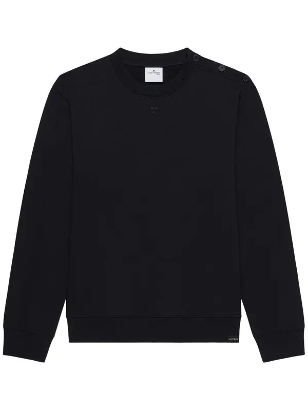 COURREGES Buttoned Jersey Sweatshirt - Black