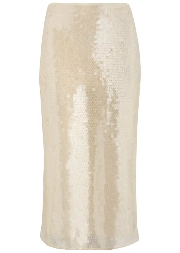 Stella McCartney Sequin-embellished Open-knit Midi Skirt