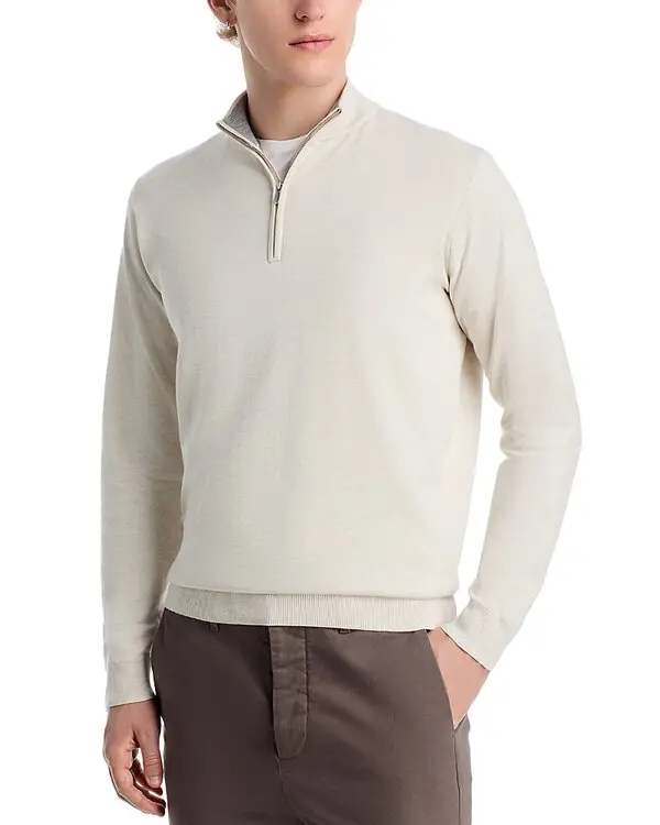 Peter Millar Crown Coolspun Cotton Quarter Zip Sweater - Ivory