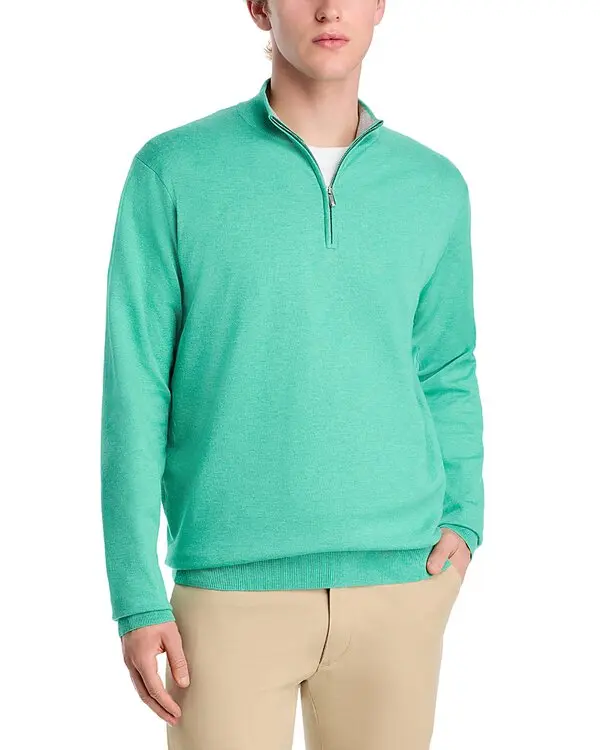 Peter Millar Crown Coolspun Cotton Quarter Zip Sweater - Meadow