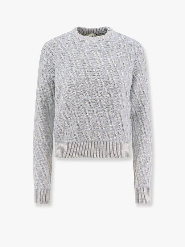 Fendi Ff Wool And Cashmere Crop Sweater - Blue