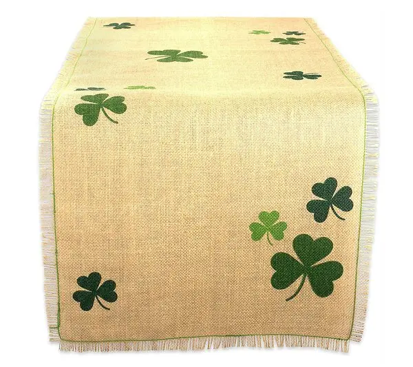 DESIGN IMPORTS Shamrock Printed Jute Table Runn Er 14'x74