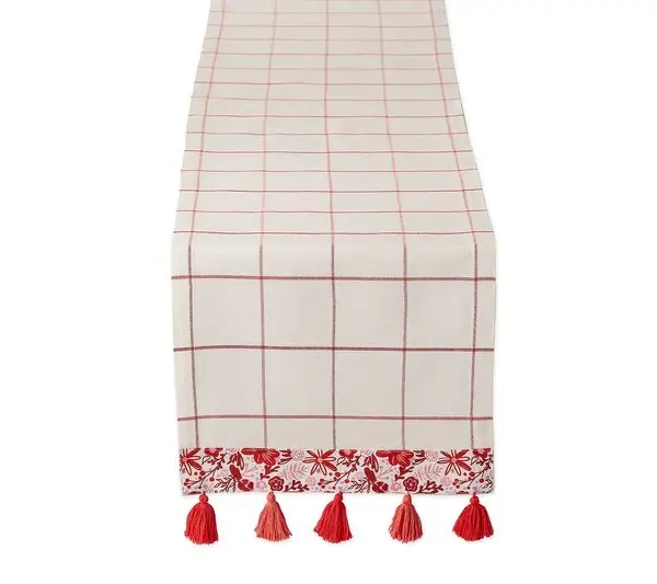 DESIGN IMPORTS Darling Windowpane Table Runner