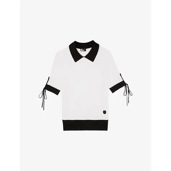 The Kooples Contrast-collar Wool Jumper With Bow Trim