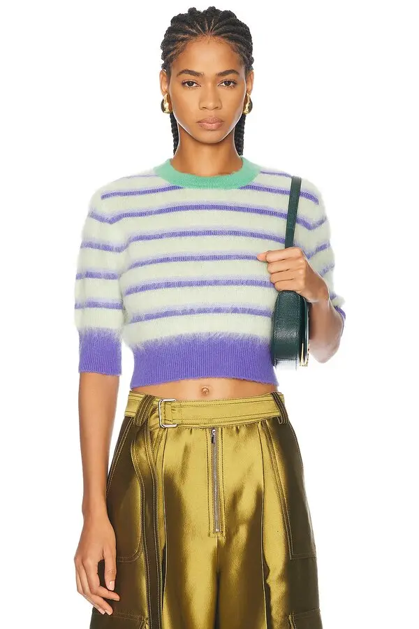 Christopher John Rogers Cropped Ringer Sweater - Nepeta Multi