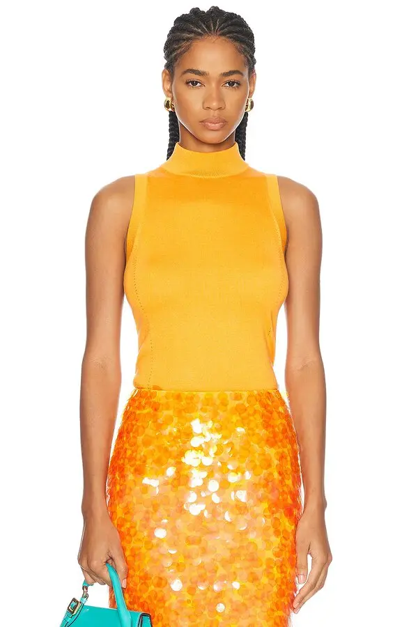 Carolina Herrera Mock Neck Top - Marigold